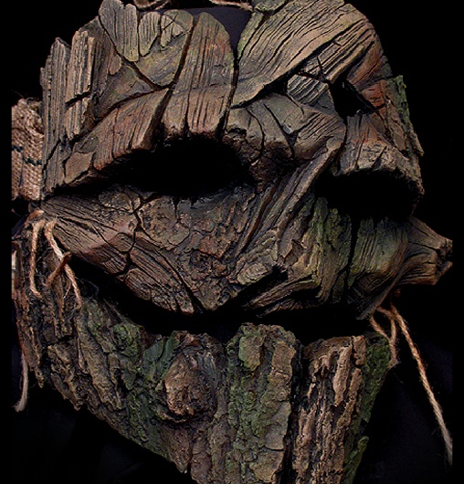 WOOD CARVED SLASHER MASK